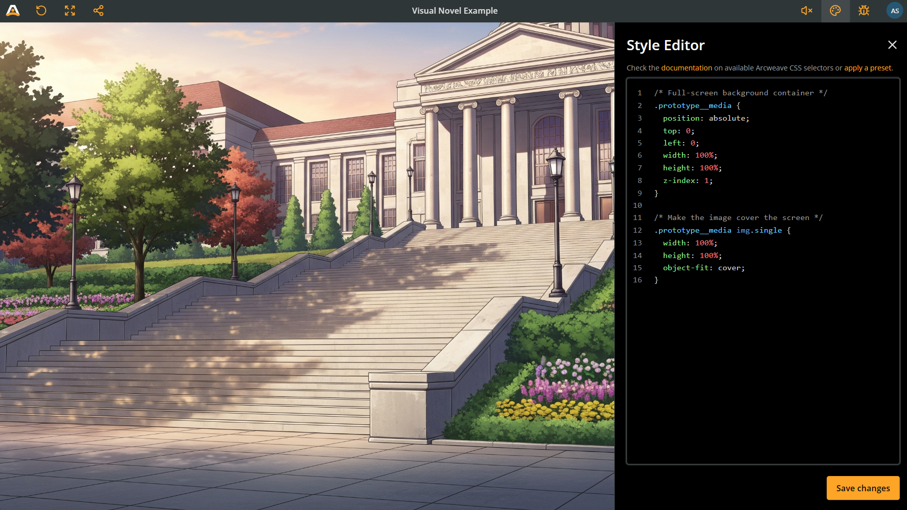 How to Create a Visual Novel Style in Arcweave's Play Mode